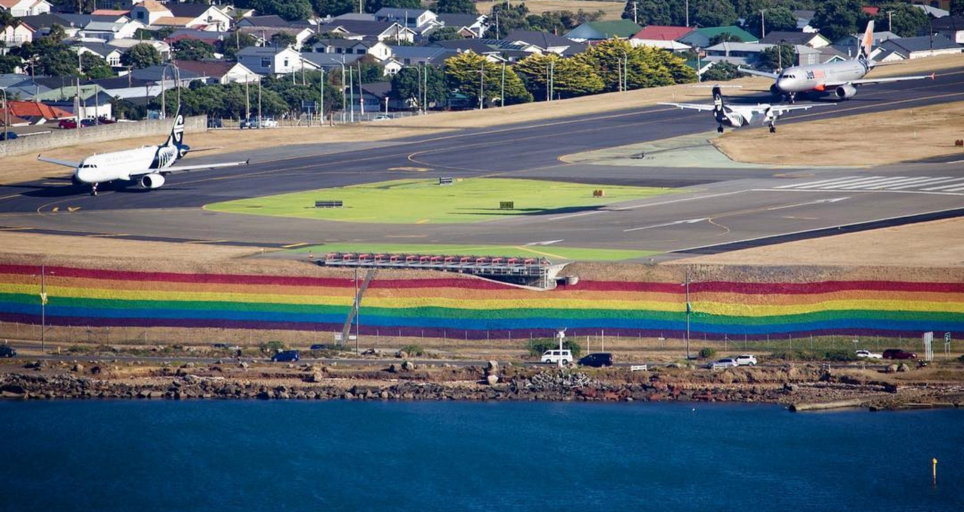 New Zealand airport paints massive LGBT rainbow by runway for Pride ...