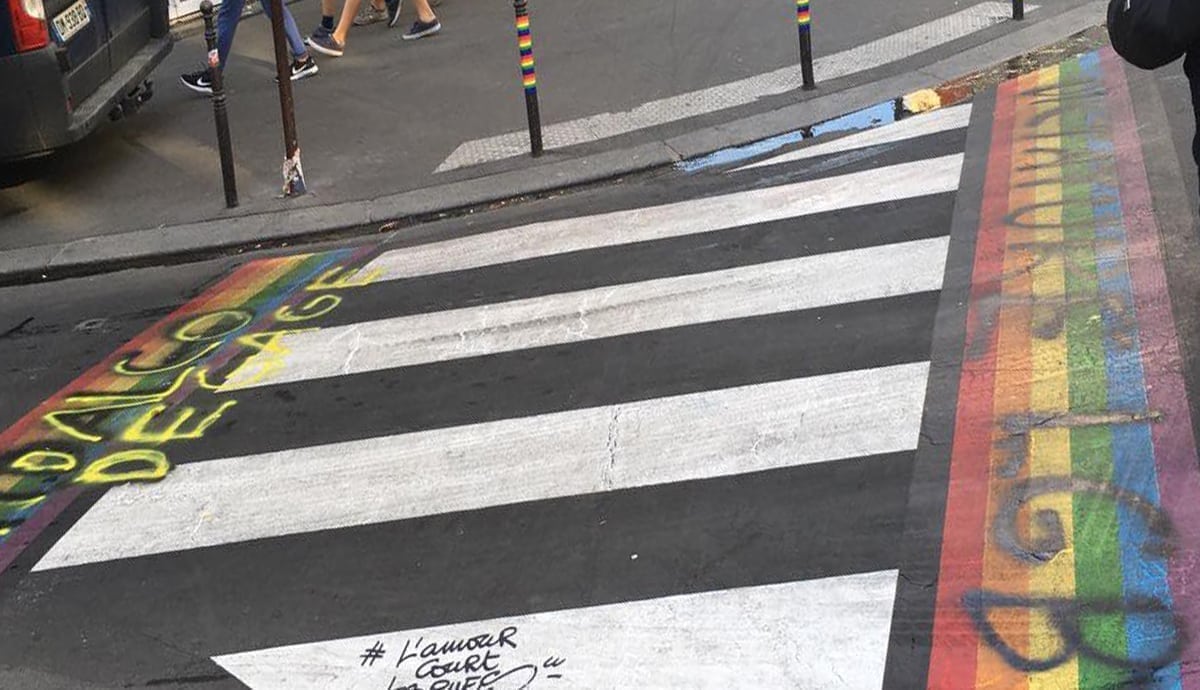 Paris rainbow crossing vandalised for the second time in three days ...
