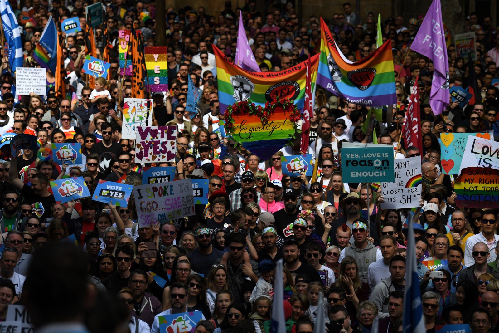 Australia marriage equality rally draws record crowds ahead of postal ...
