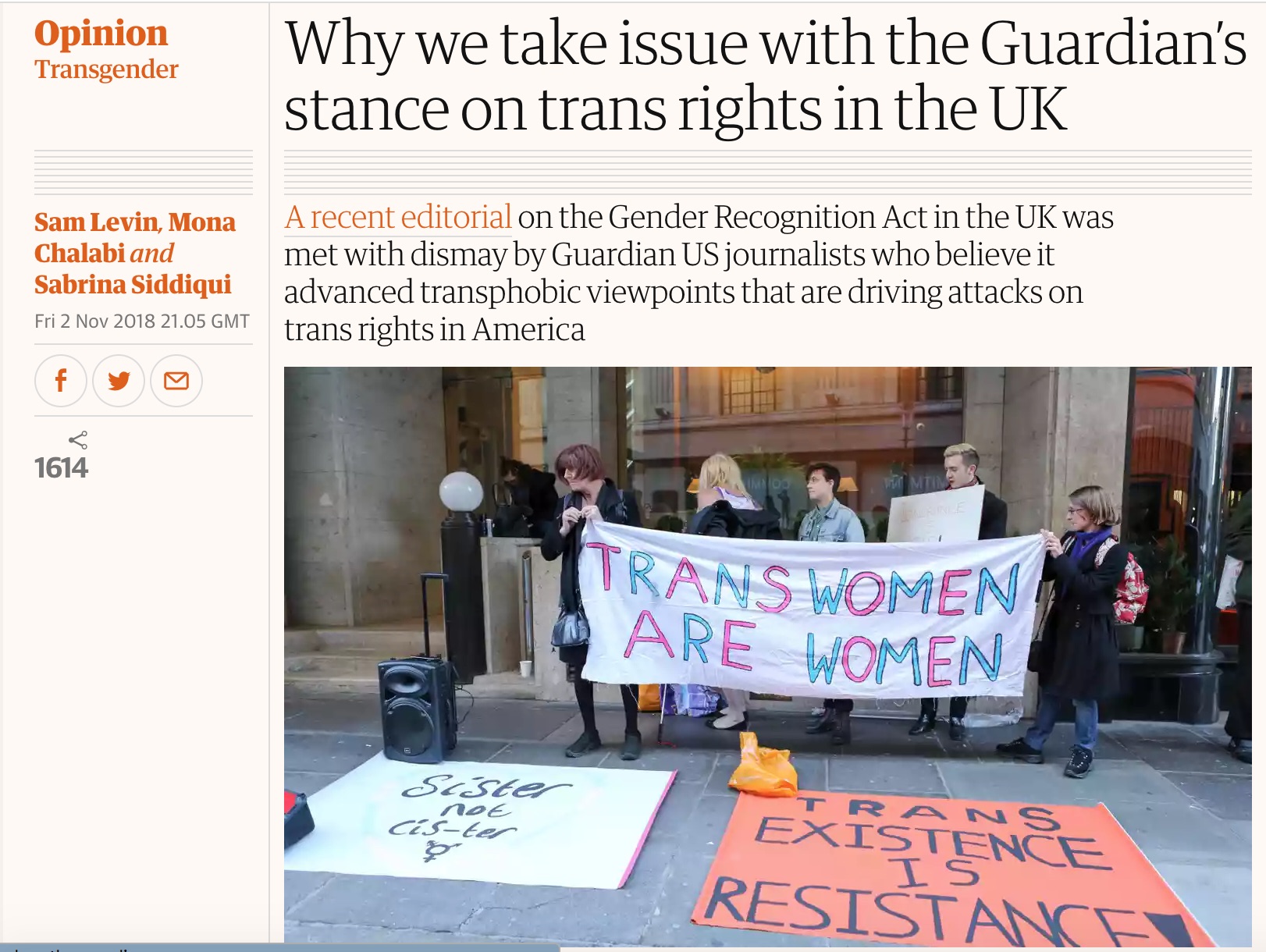Guardian US journalists denounce newspaper's 'transphobic' editorial ...