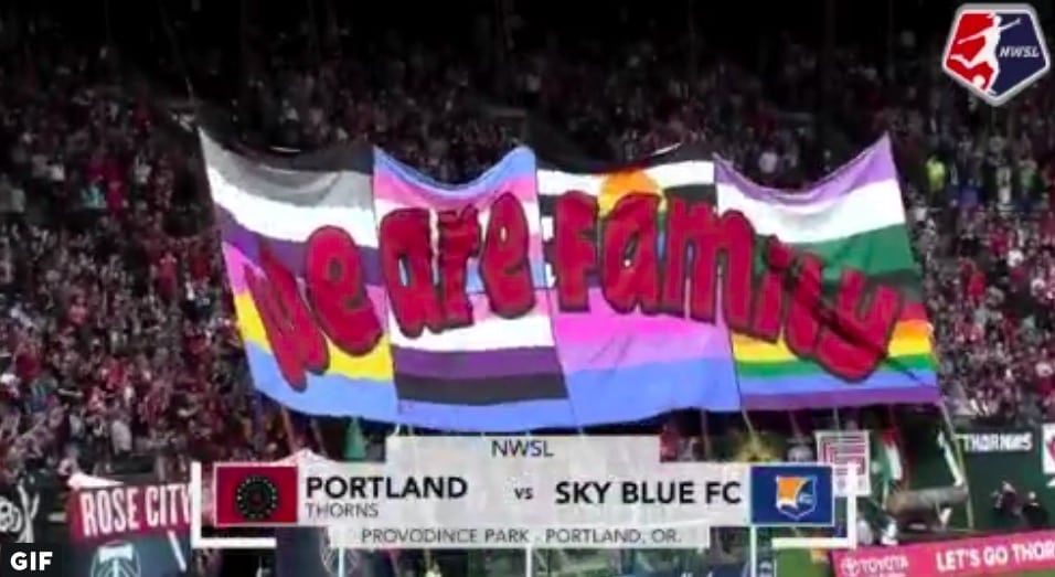 Football team unfurls huge LGBT banner to support pride month ...