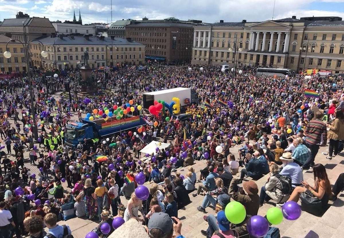 Helsinki Pride attracts 'record-breaking' 100,000 marchers | PinkNews