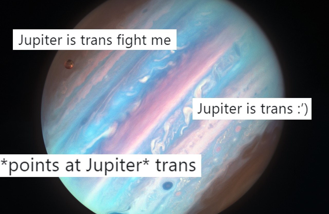 Jupiter looks like the transgender flag in this amazing NASA photo ...