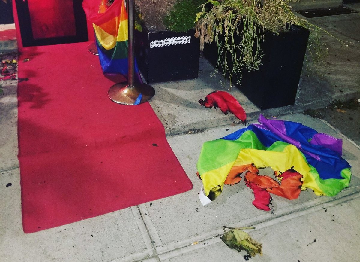 Rainbow flag burned outside gay bar in New York – again | PinkNews