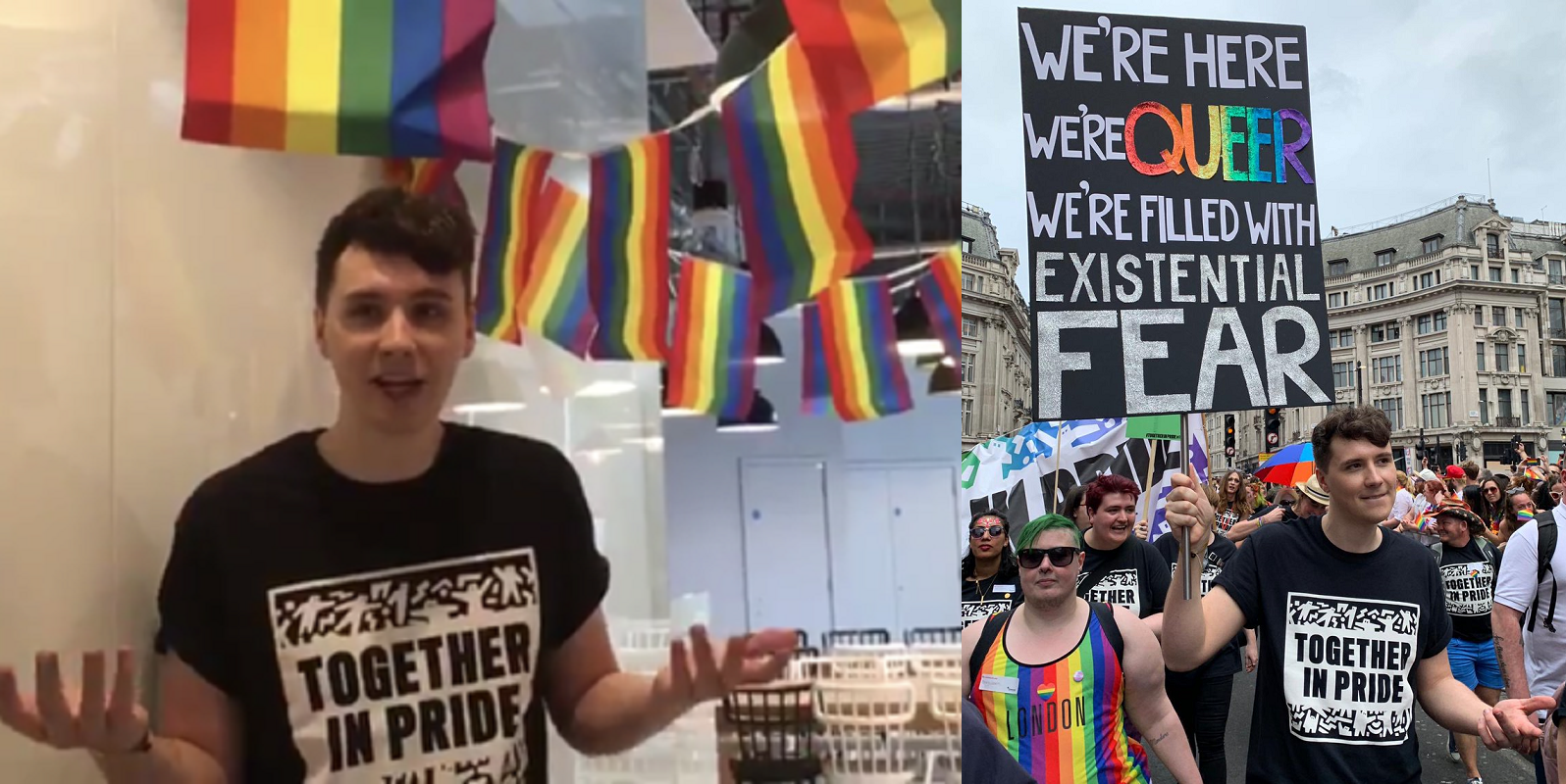 Dan Howell went to Pride for the first time, and had the best sign