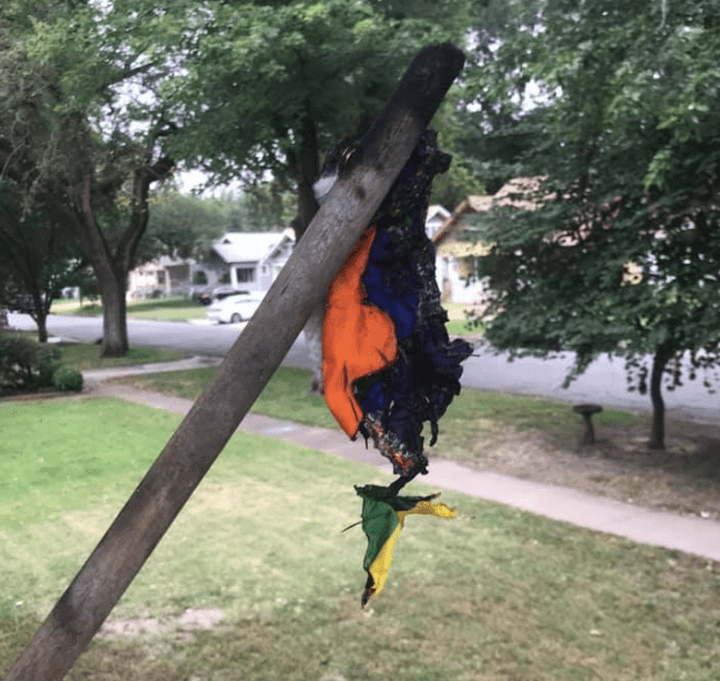 East London residents repair vandalised Pride flags on pavement