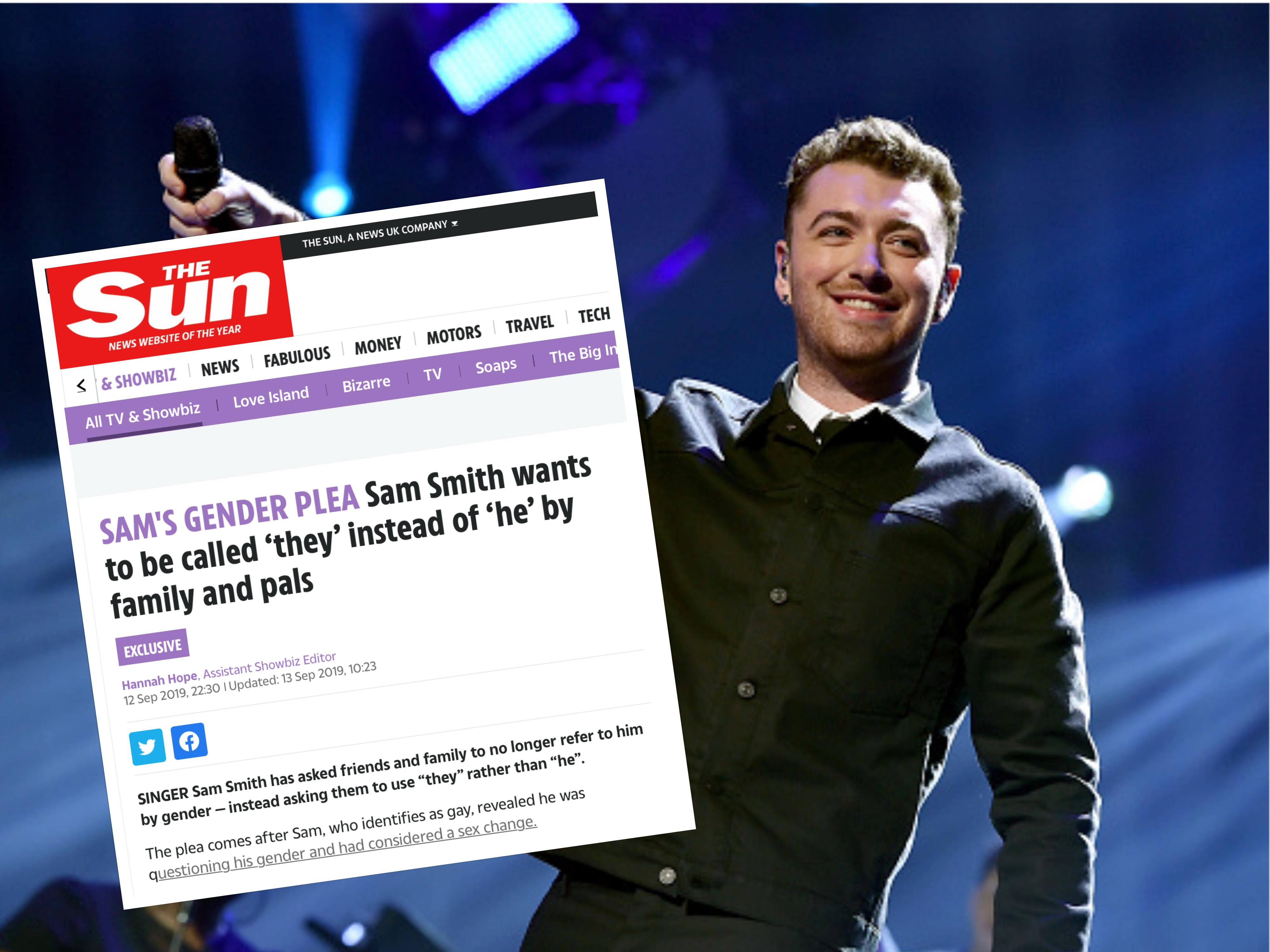 Sam Smith: The Sun use wrong pronouns in article about pronouns