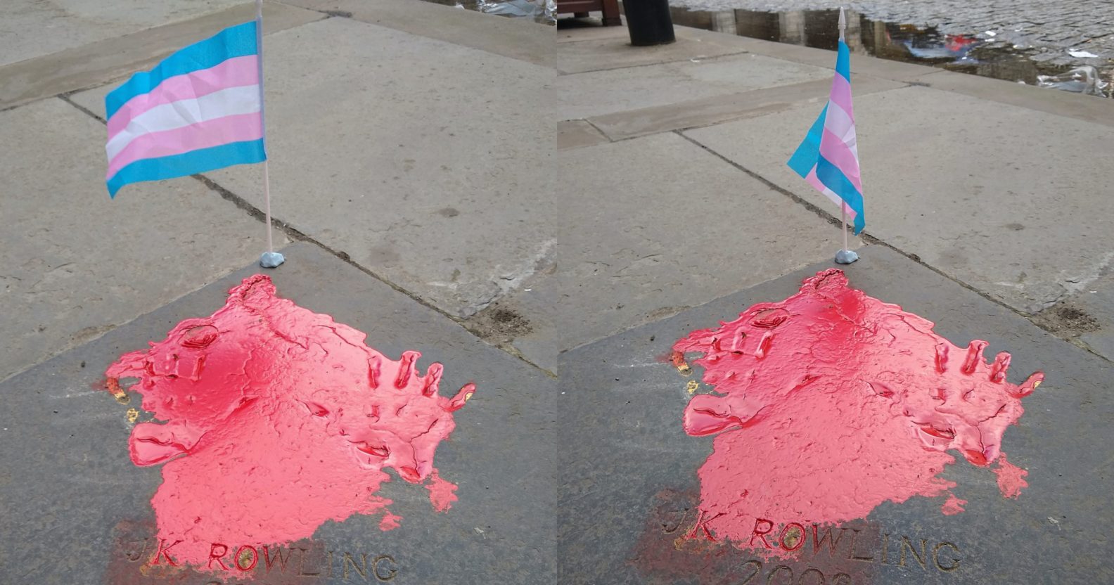 JK Rowling handprints in Edinburgh have been vandalised with... a trans ...