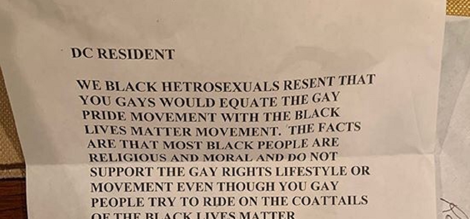 Hateful letter to 'you gays' posted to house for flying Pride flag