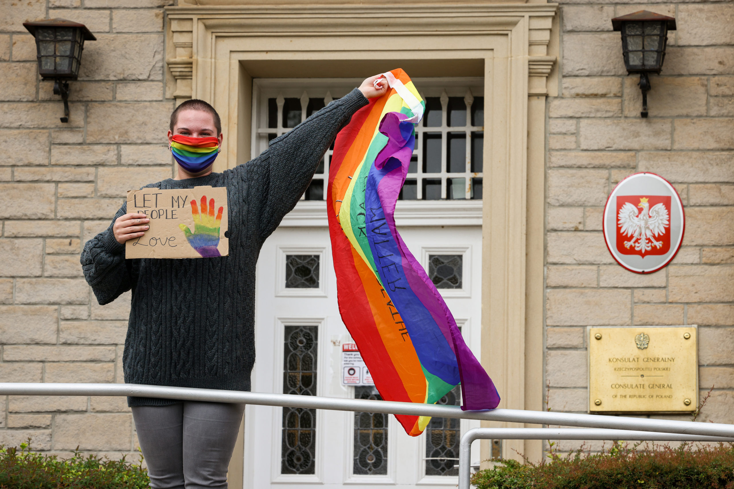 Queer activists stage rainbow protest at Edinburgh Polish consulate