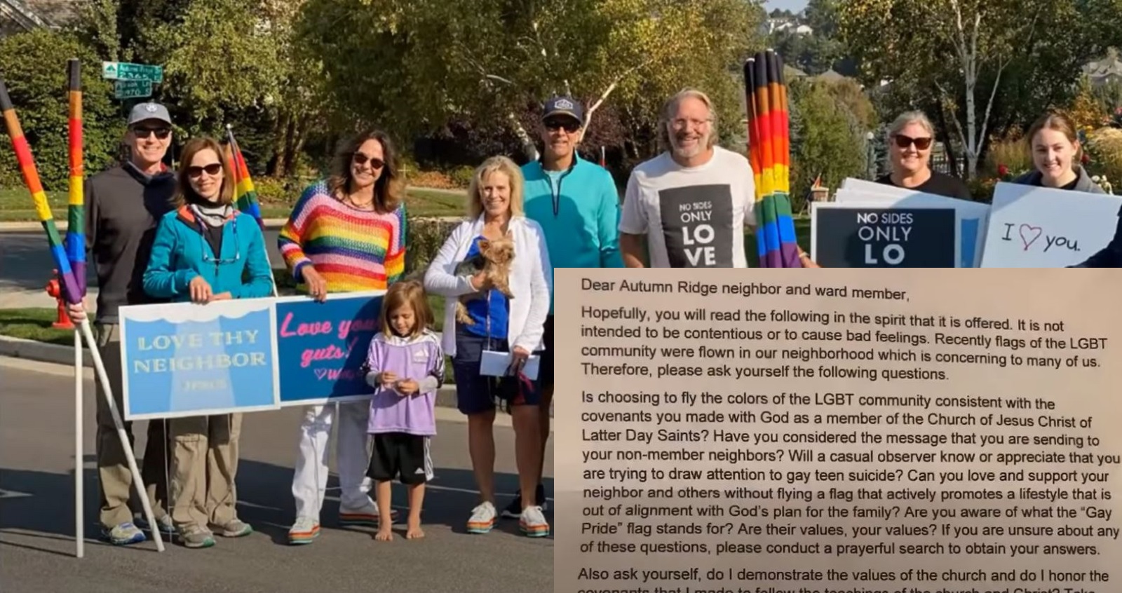 Mormon couple mocked for flying 'family flag' during Pride Month