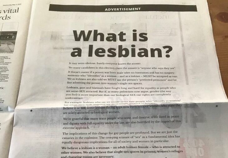 Metro newspaper runs full-page ad attacking transgender rights reforms ...