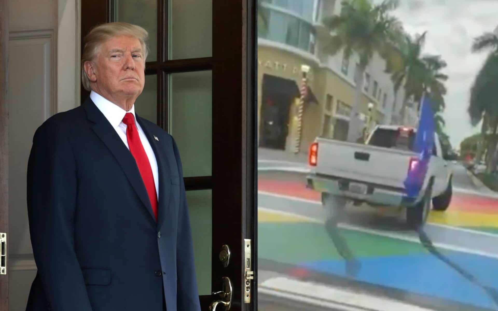Donald Trump fanatic destroys LGBT+ Pride rainbow crossing