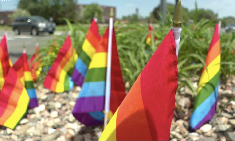 Thugs steal city's Pride flags and leave Confederate flag in their place