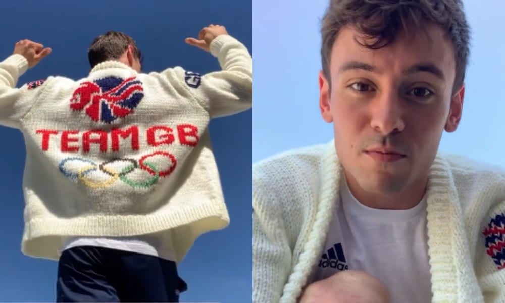 Tom Daley shows off impressive hand-knitted cardigan and raises ...