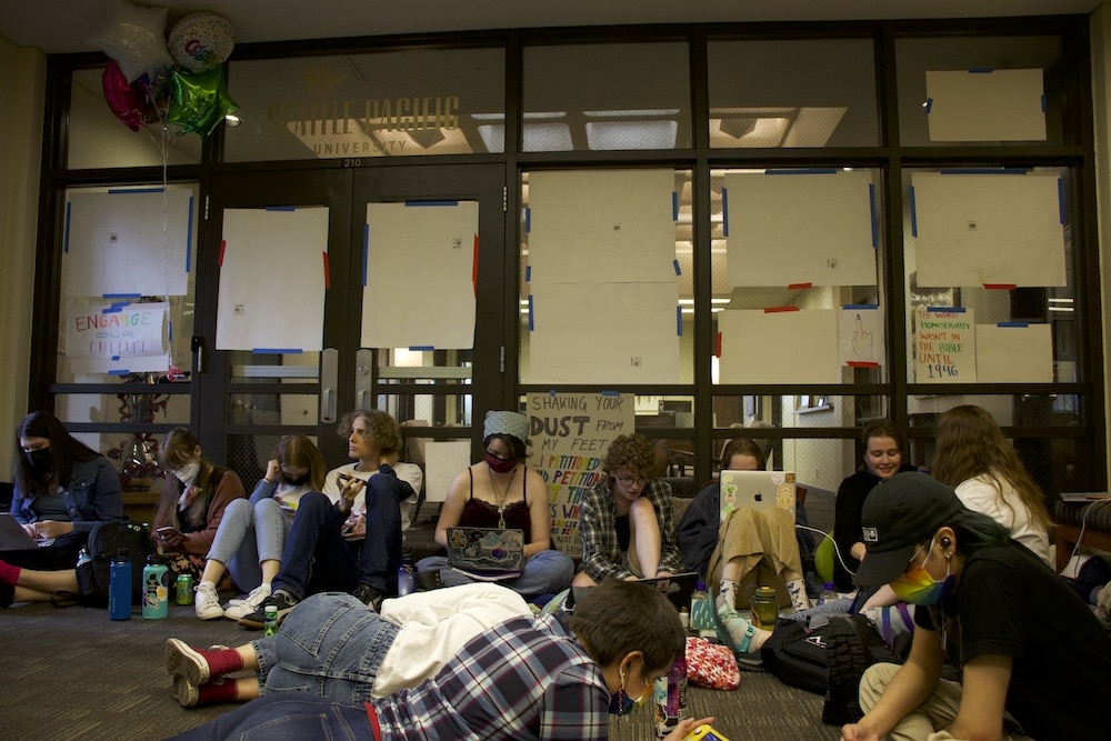 SPU students stage sit-in over LGBTQ ban