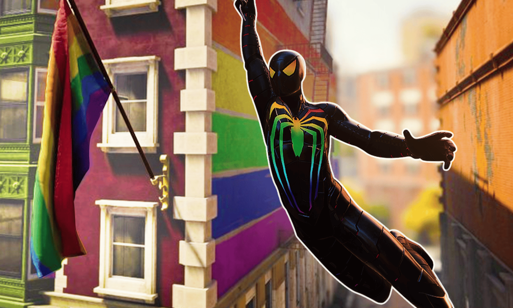 Across the Spider-Verse includes a 'Protect Trans Kids' poster
