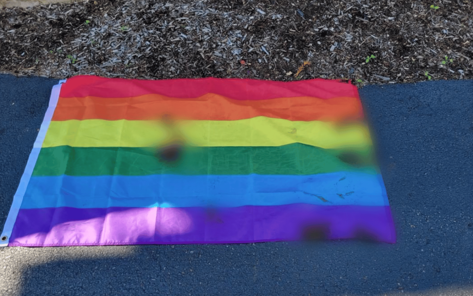 Church's Pride flag covered in faeces by disgusting homophobes