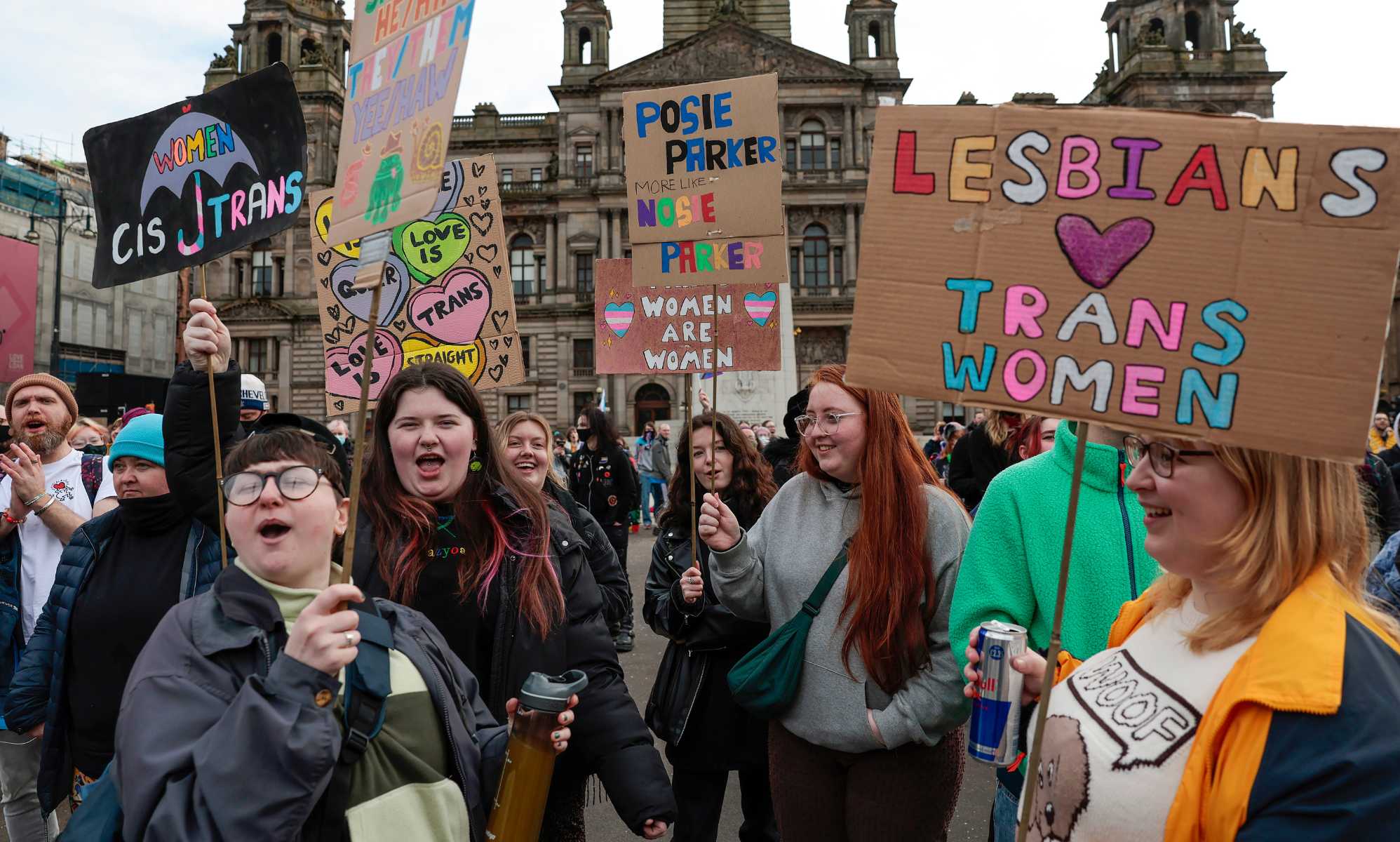 Posie Parker Glasgow rally drowned out by trans rights protesters