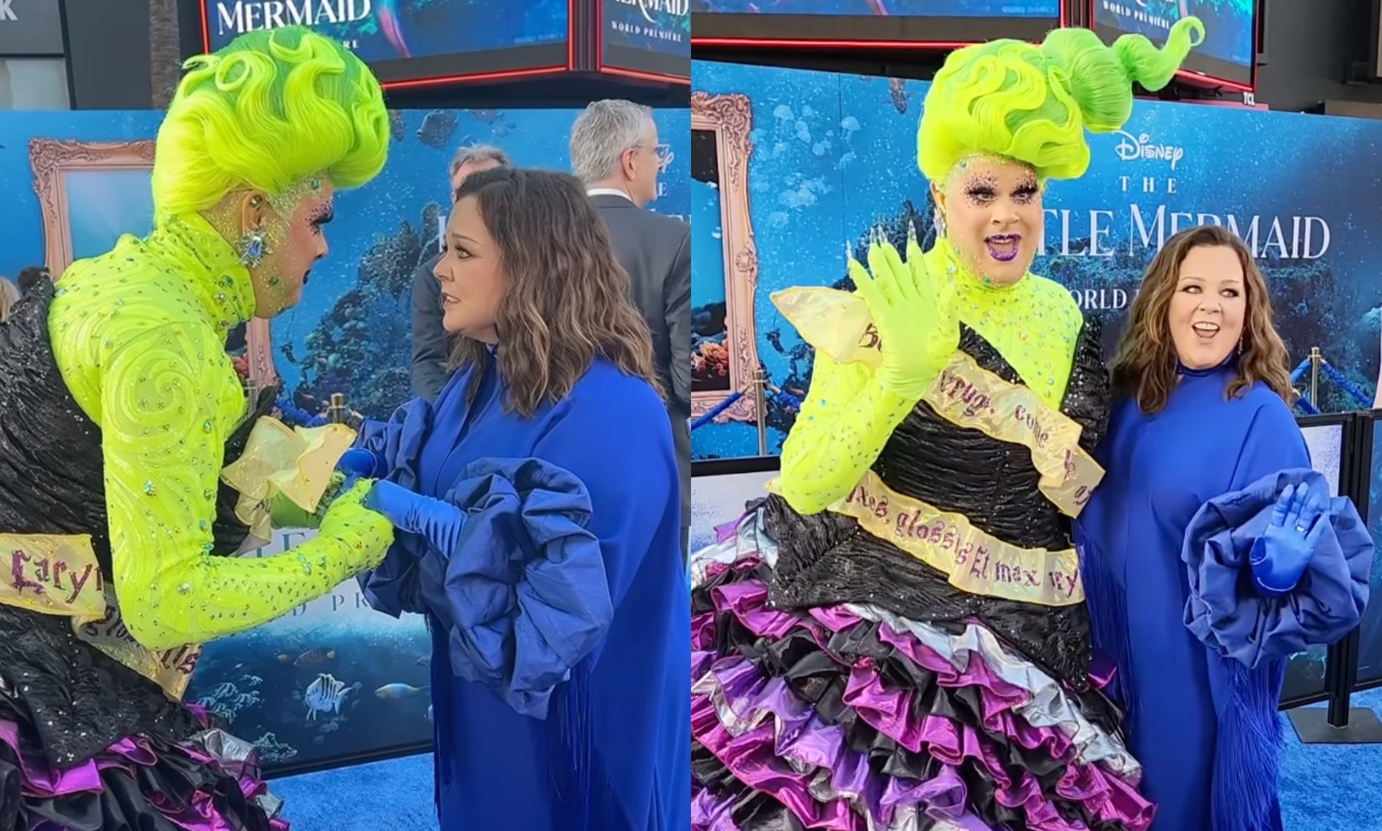 Melissa McCarthy is awed by drag star Nina West's Ursula costume