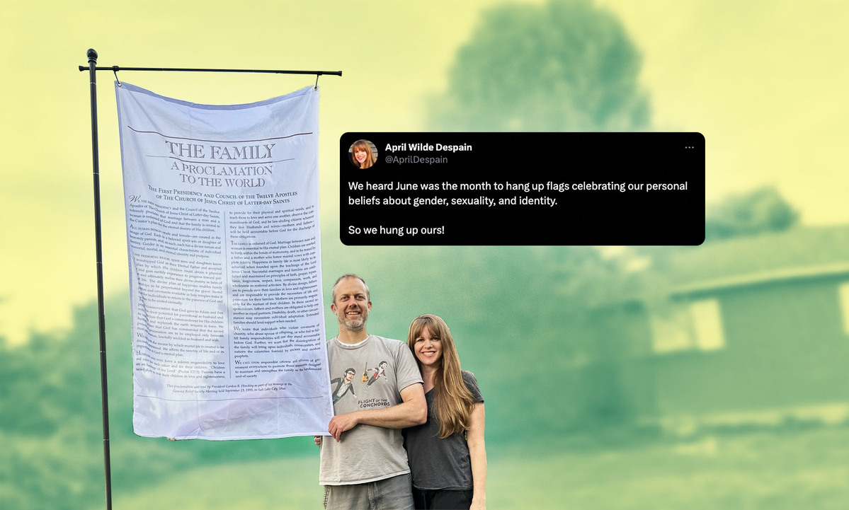 Mormon couple mocked for flying 'family flag' during Pride Month