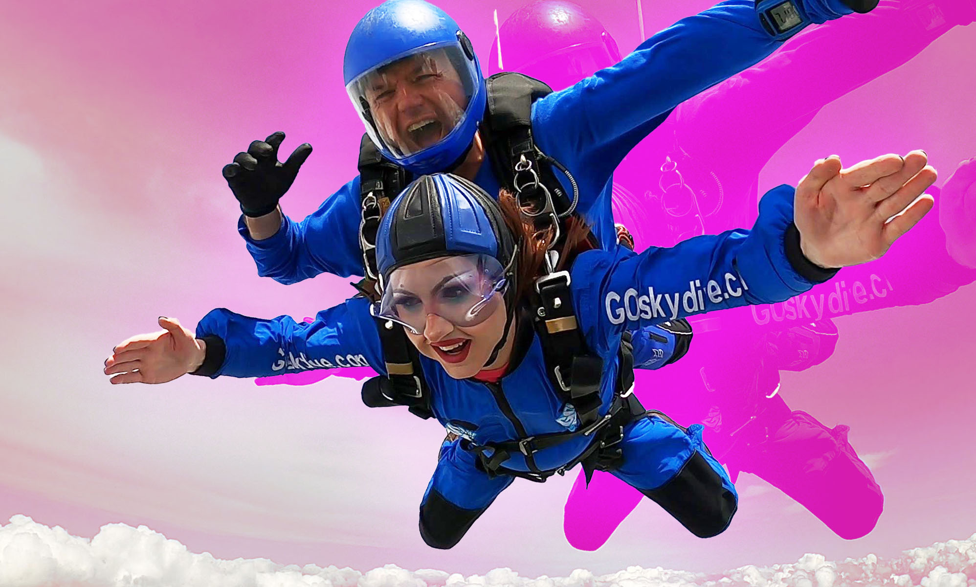 Drag queen Rosie Zinfandel does skydive in full drag