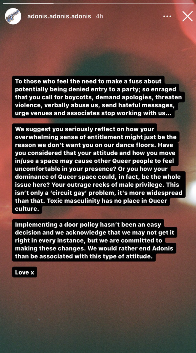 London club Adonis sparks debate over 'no circuit gays' rule