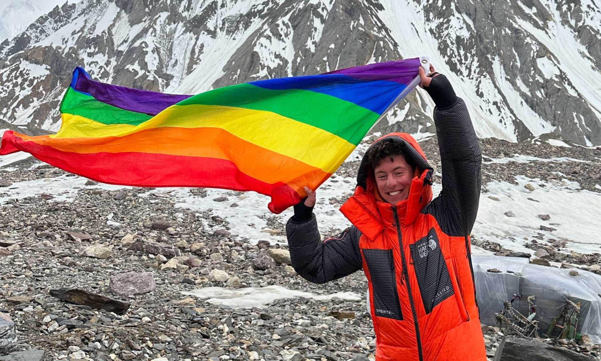 Trans Pride flag planted on Antarctica's highest peak by mountain climber