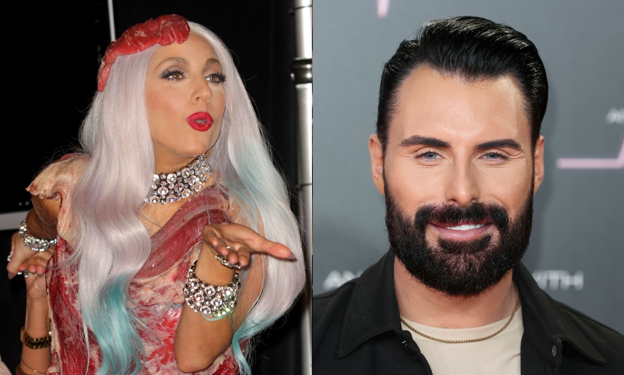 Rylan recreates Lady Gaga's meat dress with doner kebab meat