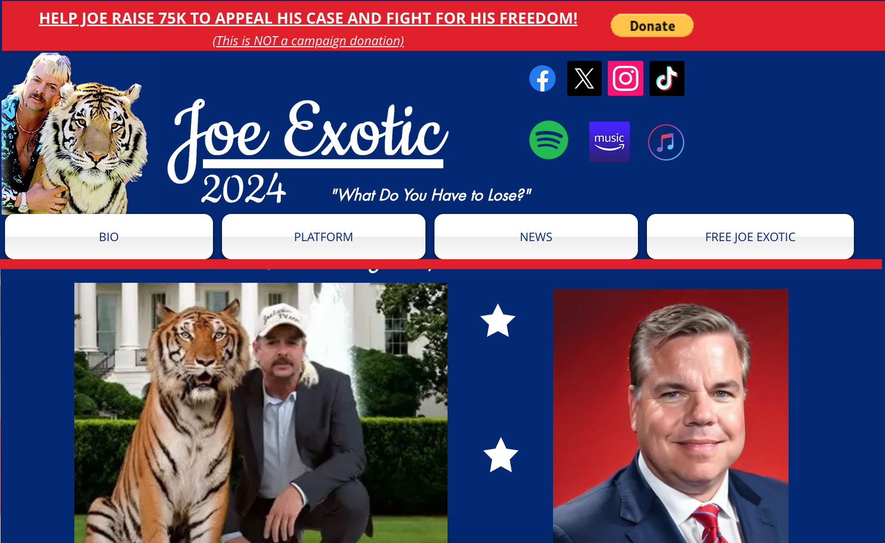 Joe Exotic's presidential campaign website is, frankly, jaw-dropping