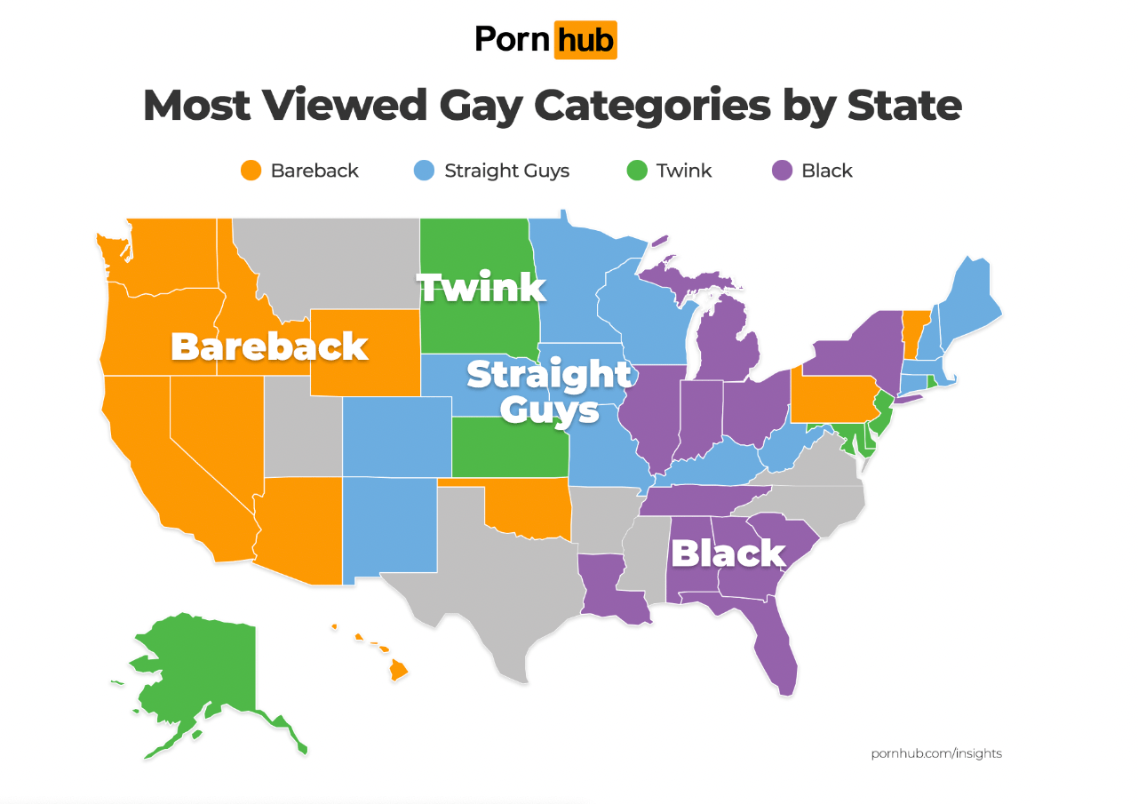 PornHub reveals each US state's most popular porn category