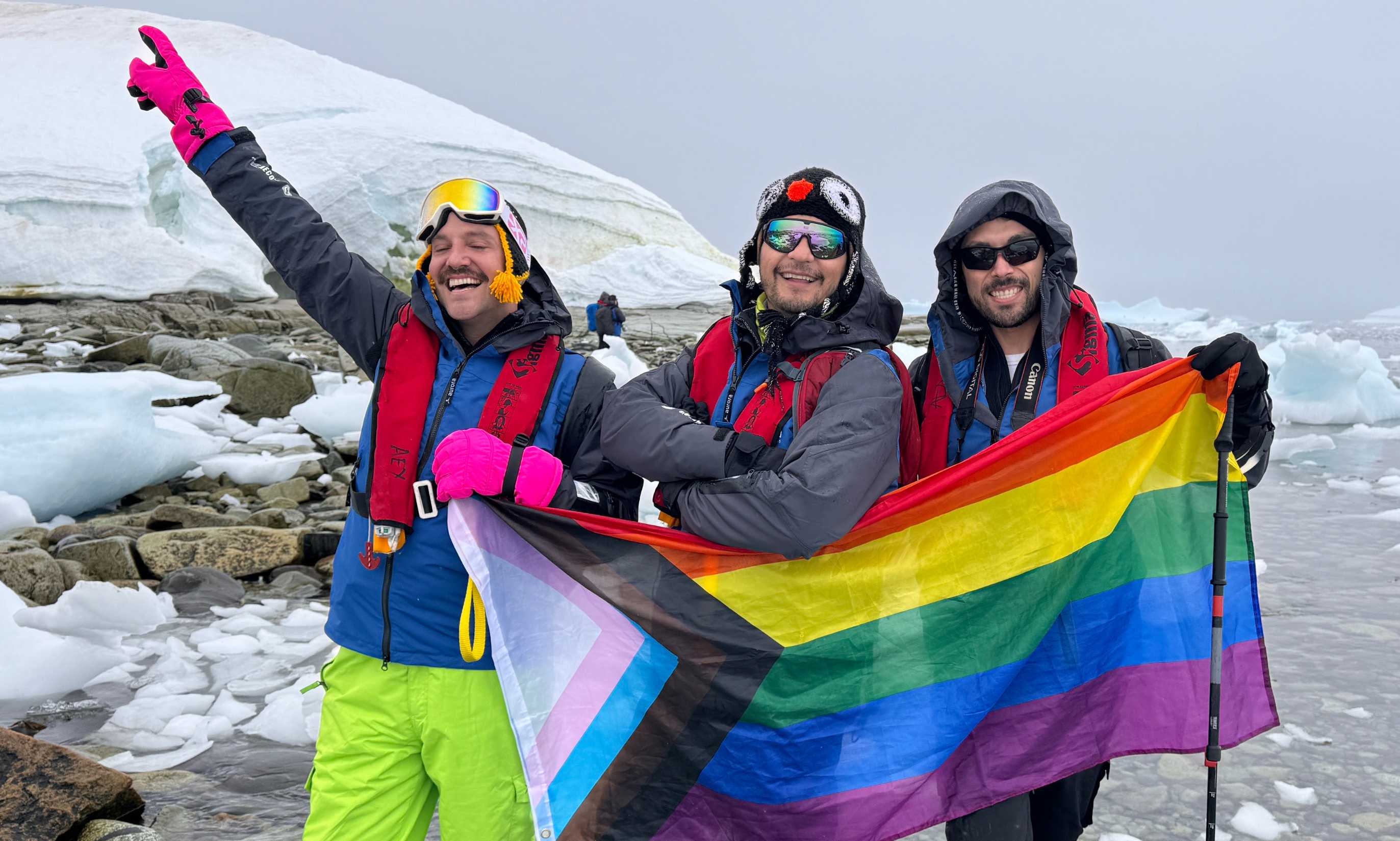 Trans Pride flag planted on Antarctica's highest peak by mountain climber