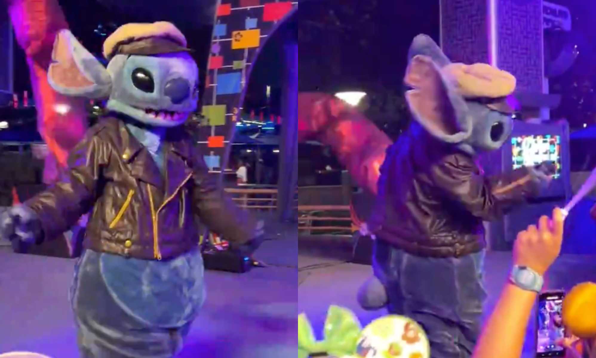 Leather daddy Stitch dances to Troye Sivan at Disneyland Pride