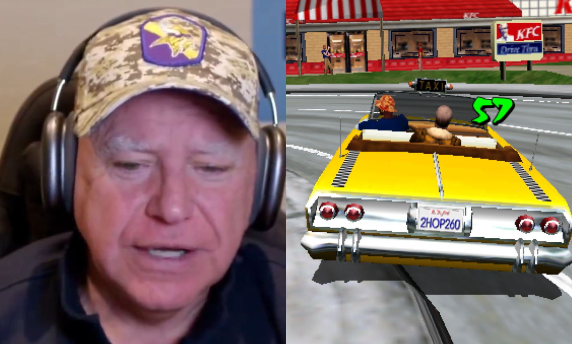 Tim Walz shows off his epic Crazy Taxi skills during Twitch stream