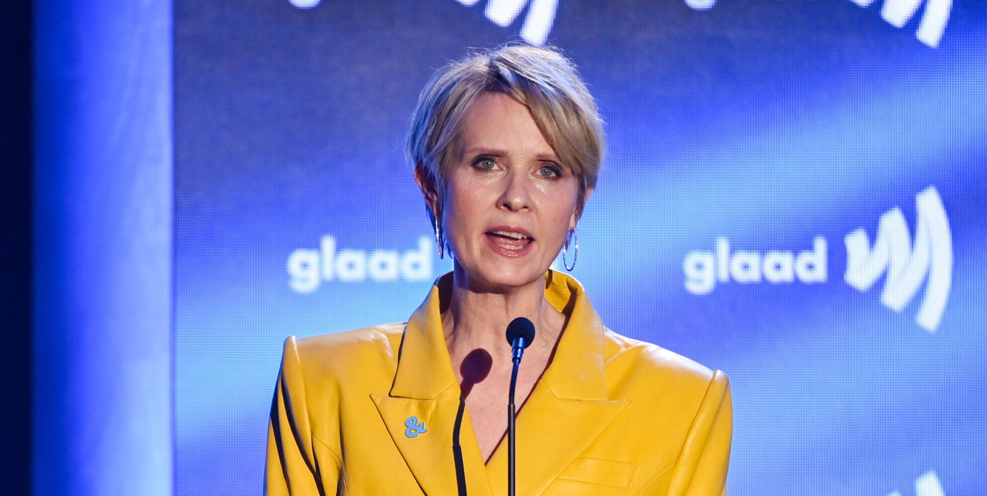 Cynthia Nixon pays tribute to her 'brave' trans son at NYU protest