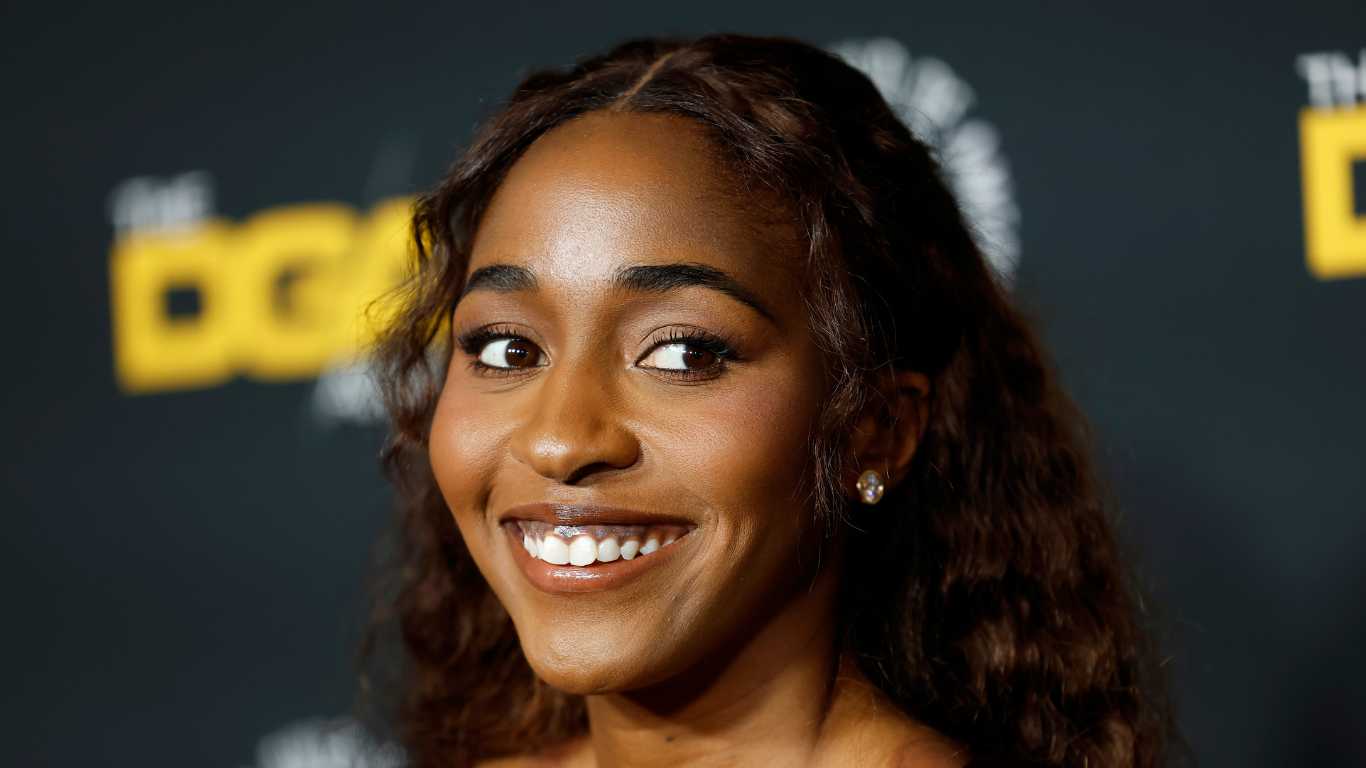 Ayo Edebiri has revealed that her first kiss was with another girl