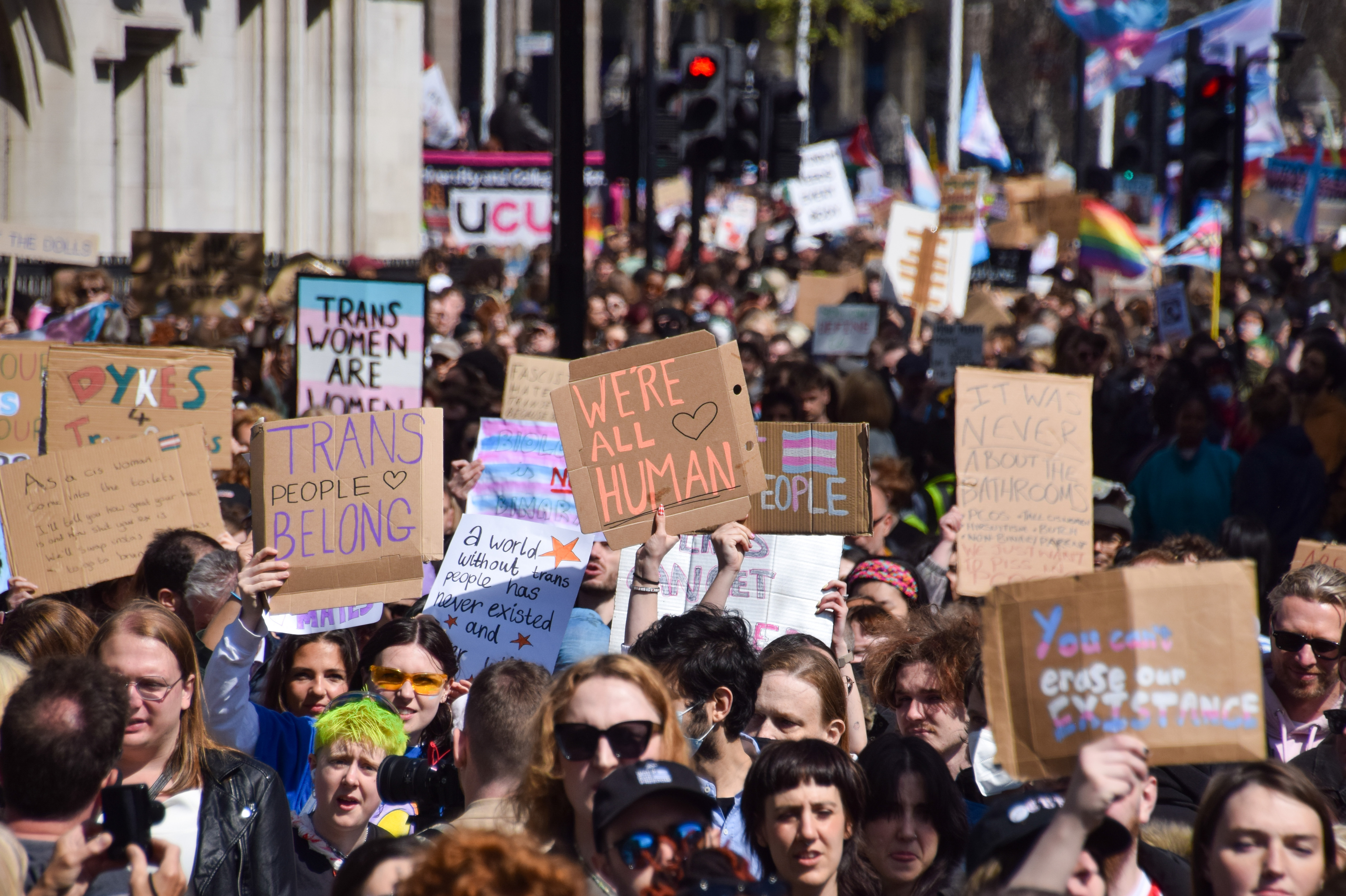 Thousands of protesters rally in London for trans rights