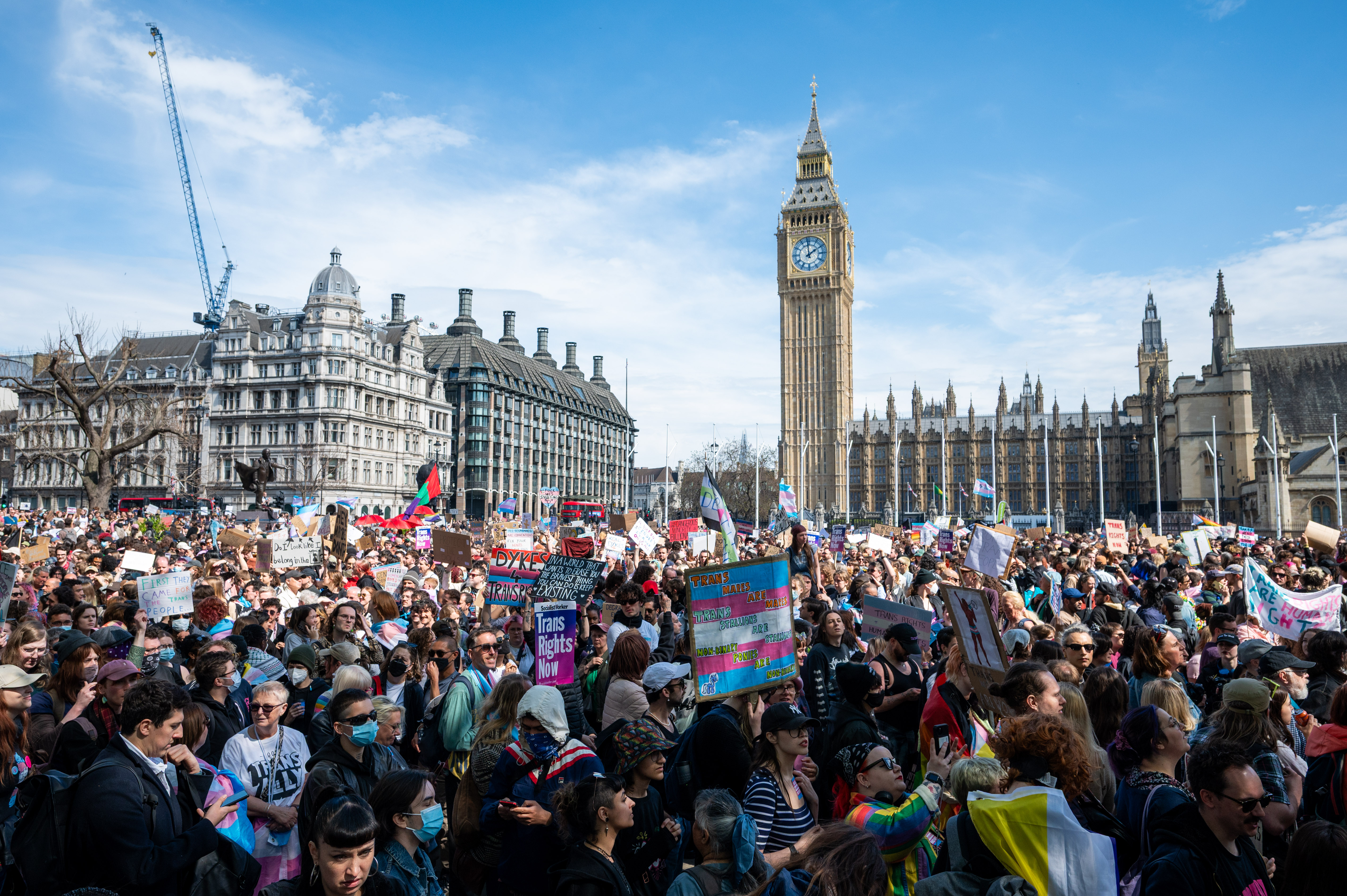 Thousands of protesters rally in London for trans rights