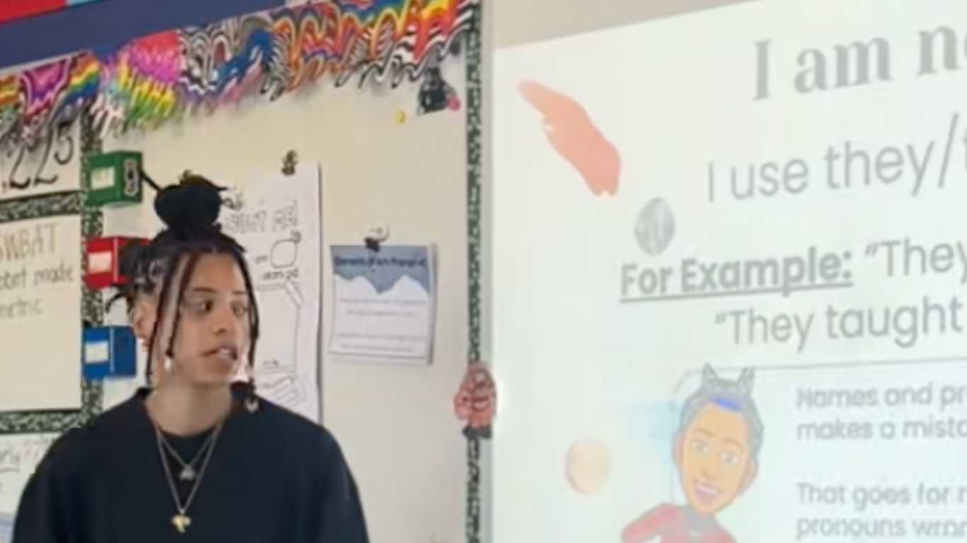 Non-binary teacher goes viral after explaining their pronouns to kids