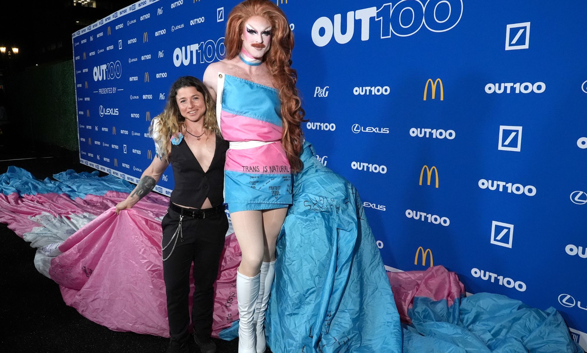 Pattie Gonia turns Yosemite trans Pride flag into red carpet dress